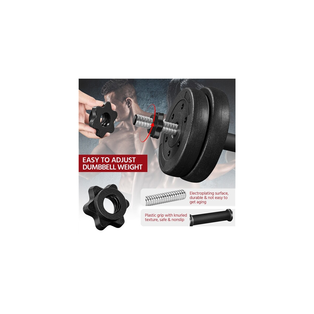 Adjustable Dumbbell Set 30KG Home Gym Training Dumbbell SET