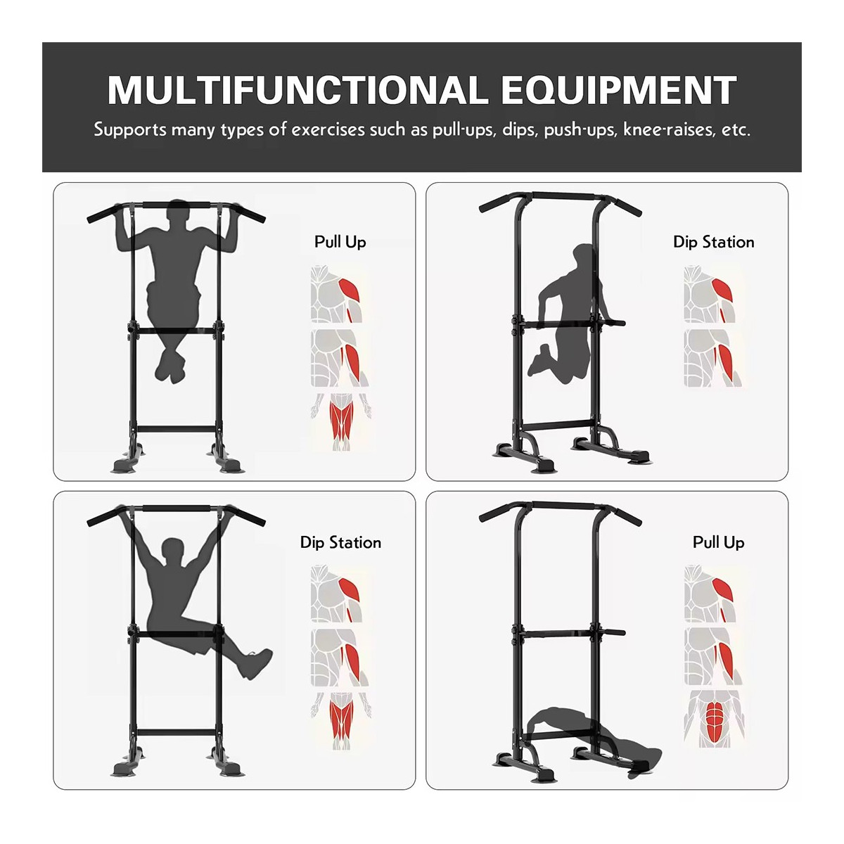 Power Tower Pull up Bar Station Dip Station Multi Gym Workout Tower